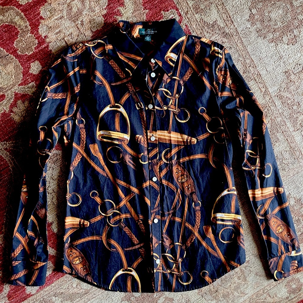 Lauren Ralph Lauren Western Print Button Down Blouse - Gem